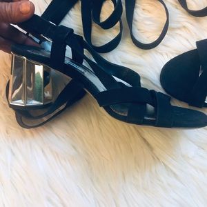 Miu Miu | Shoes | Miu Miu Dark Navy Blue Lucite Heel Gladiators | Poshmark